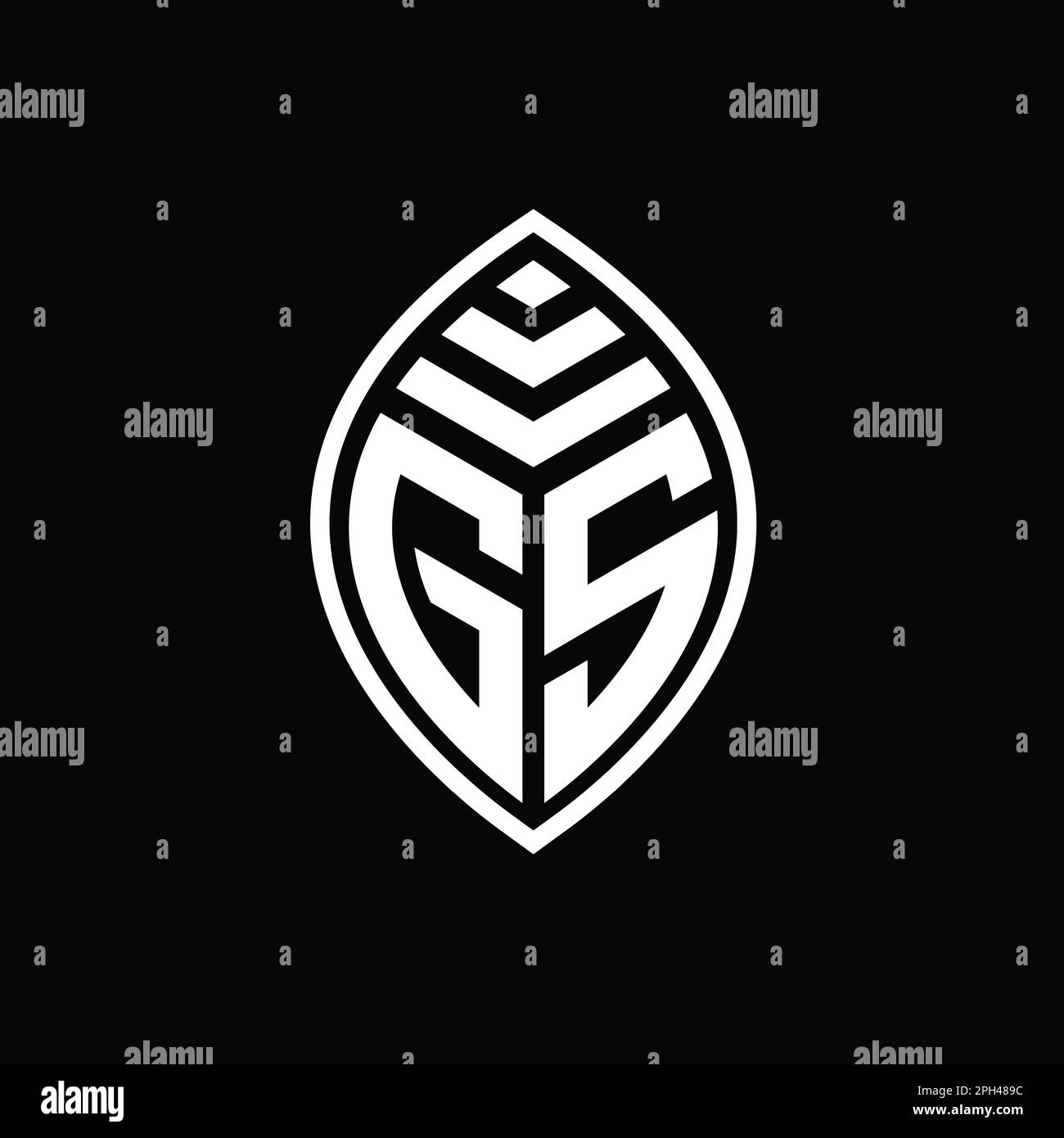 GS Logo monogram elegant leaf shape isolated outline design template ...