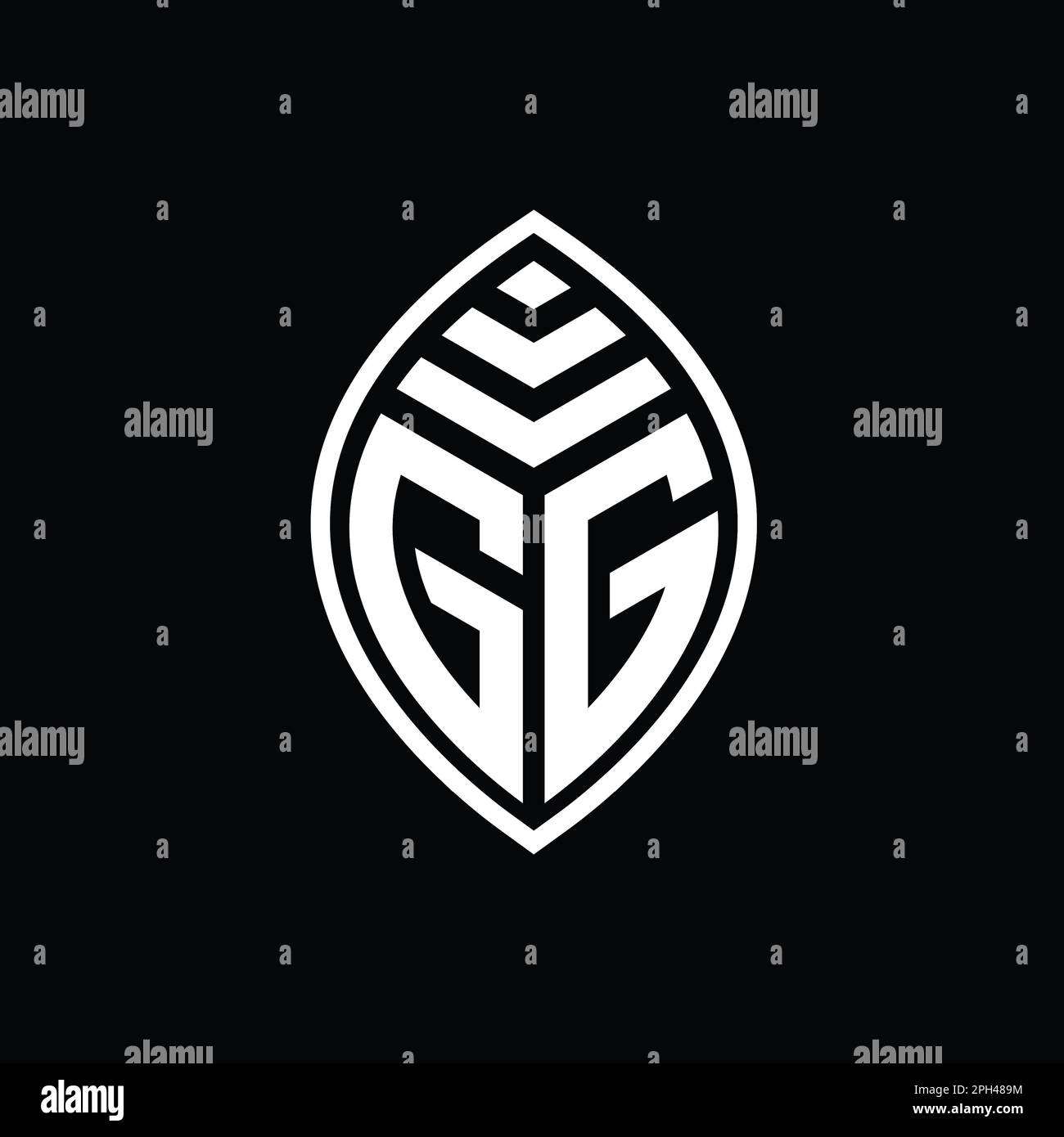 GG Logo monogram elegant leaf shape isolated outline design template ...