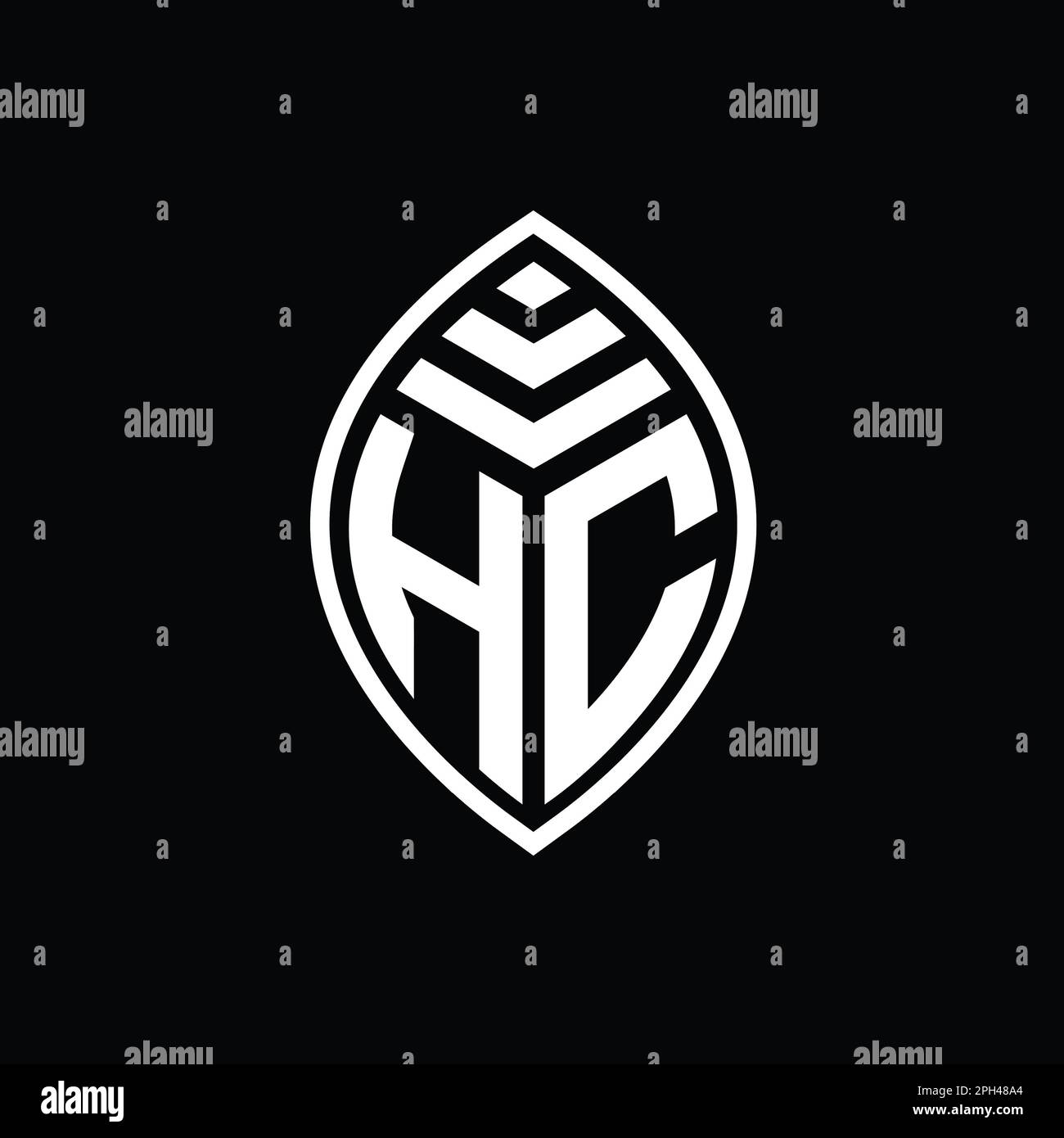 HC Logo monogram elegant leaf shape isolated outline design template ...