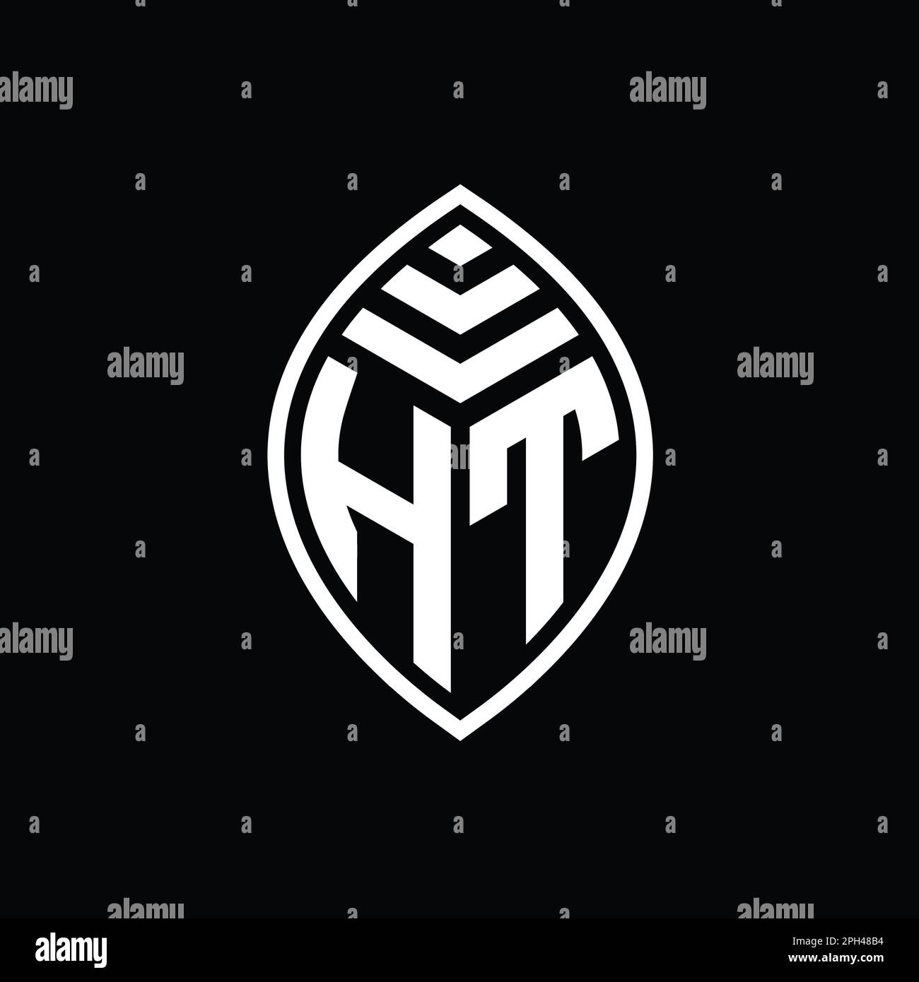 HT Logo monogram elegant leaf shape isolated outline design template ...