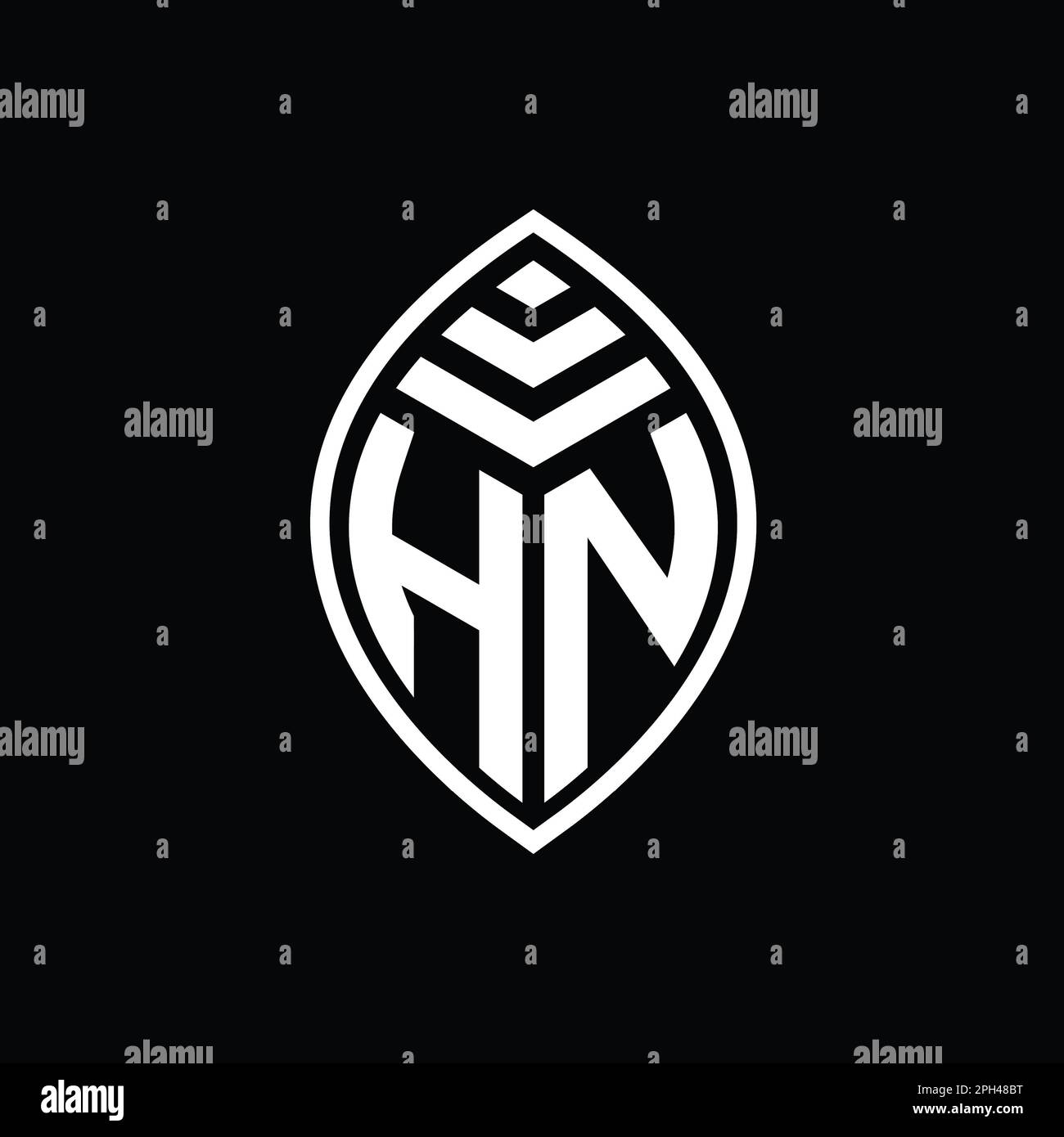 HN Logo monogram elegant leaf shape isolated outline design template ...