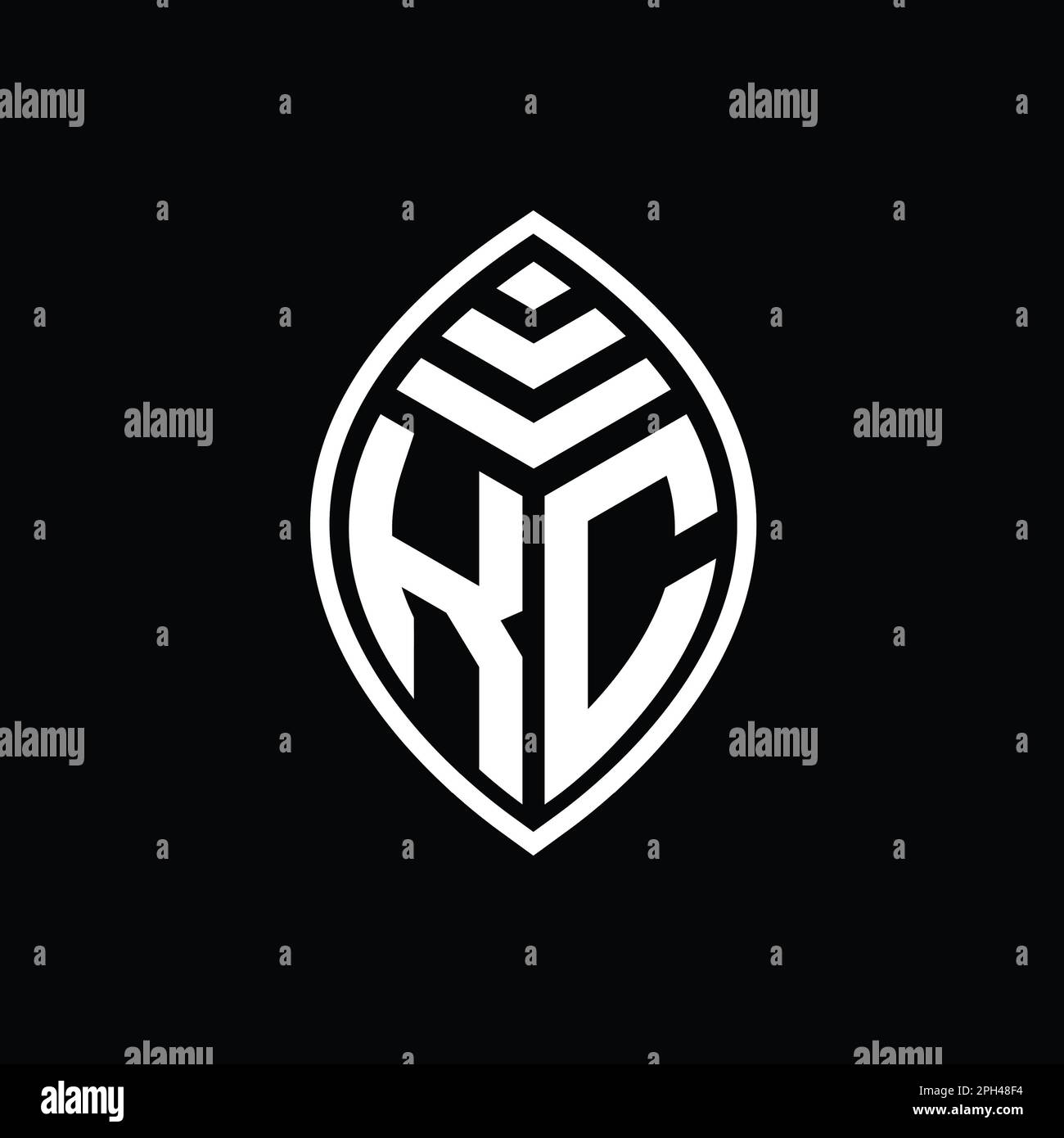 KC Logo monogram elegant leaf shape isolated outline design template ...
