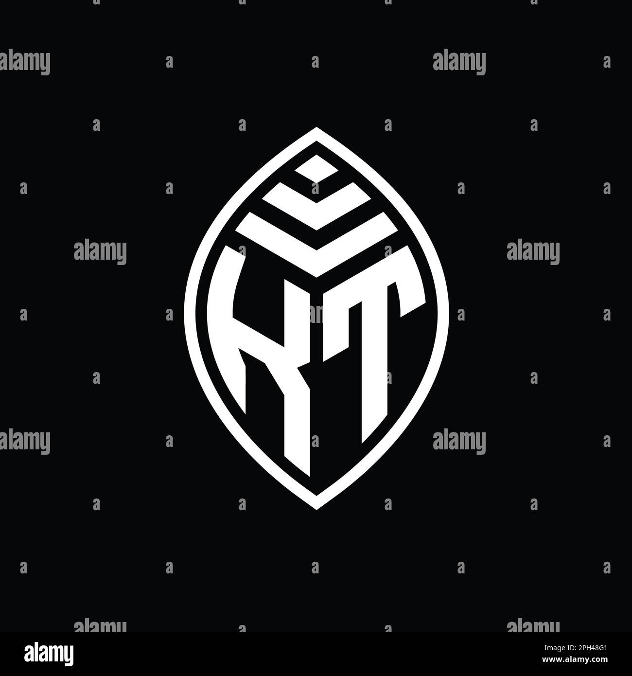 KT Logo monogram elegant leaf shape isolated outline design template ...