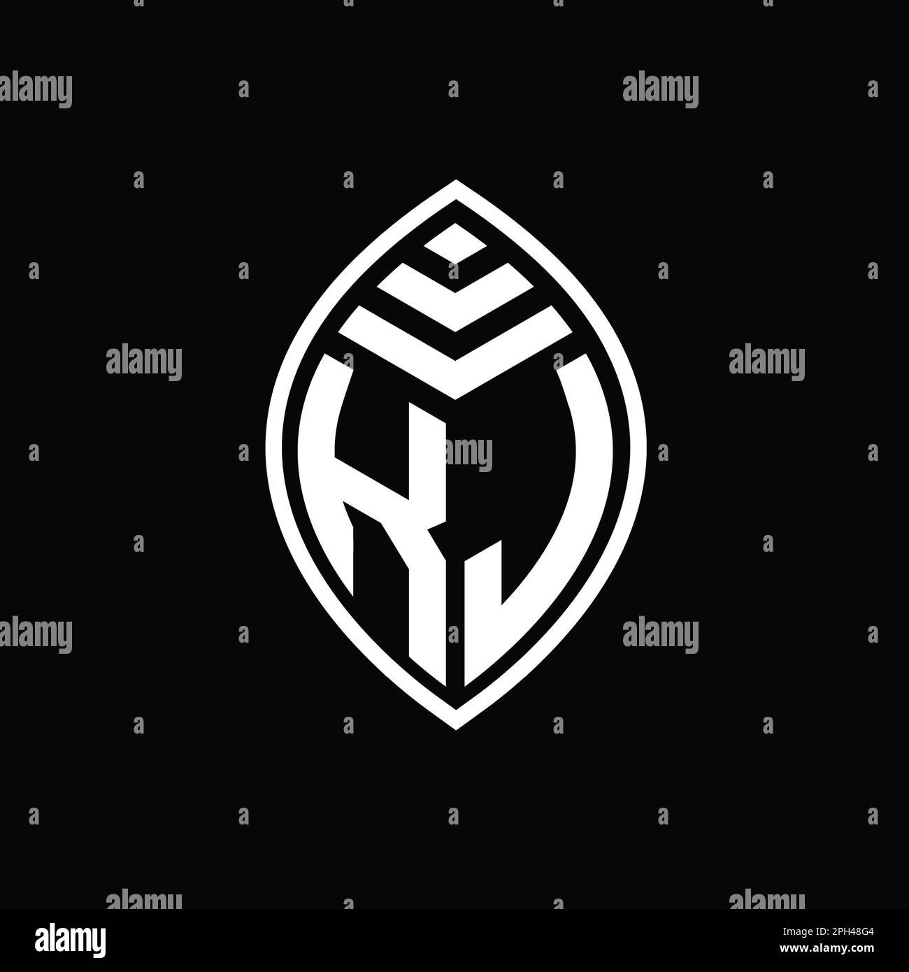 KJ Logo monogram elegant leaf shape isolated outline design template ...