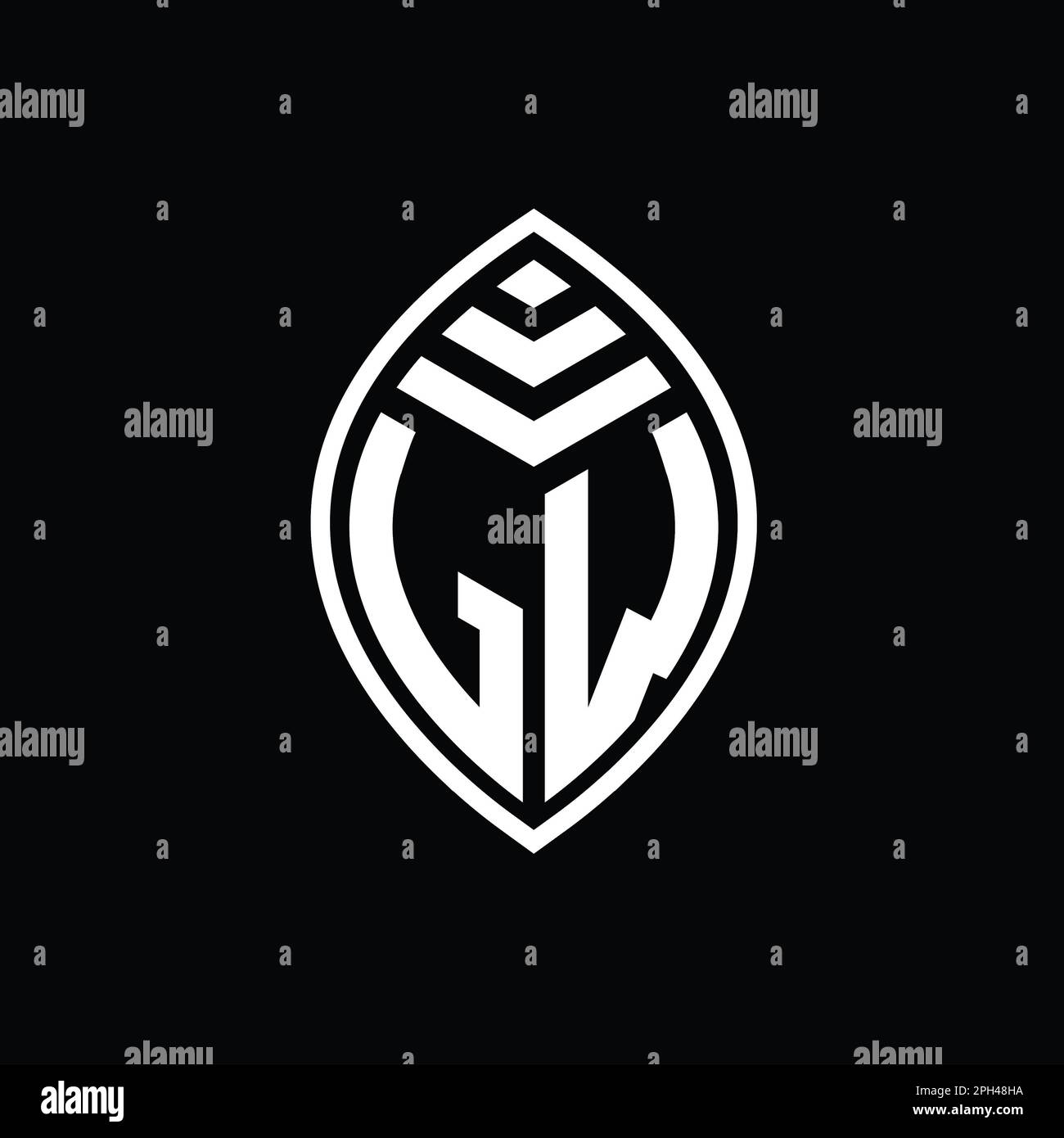 LW Logo monogram elegant leaf shape isolated outline design template ...