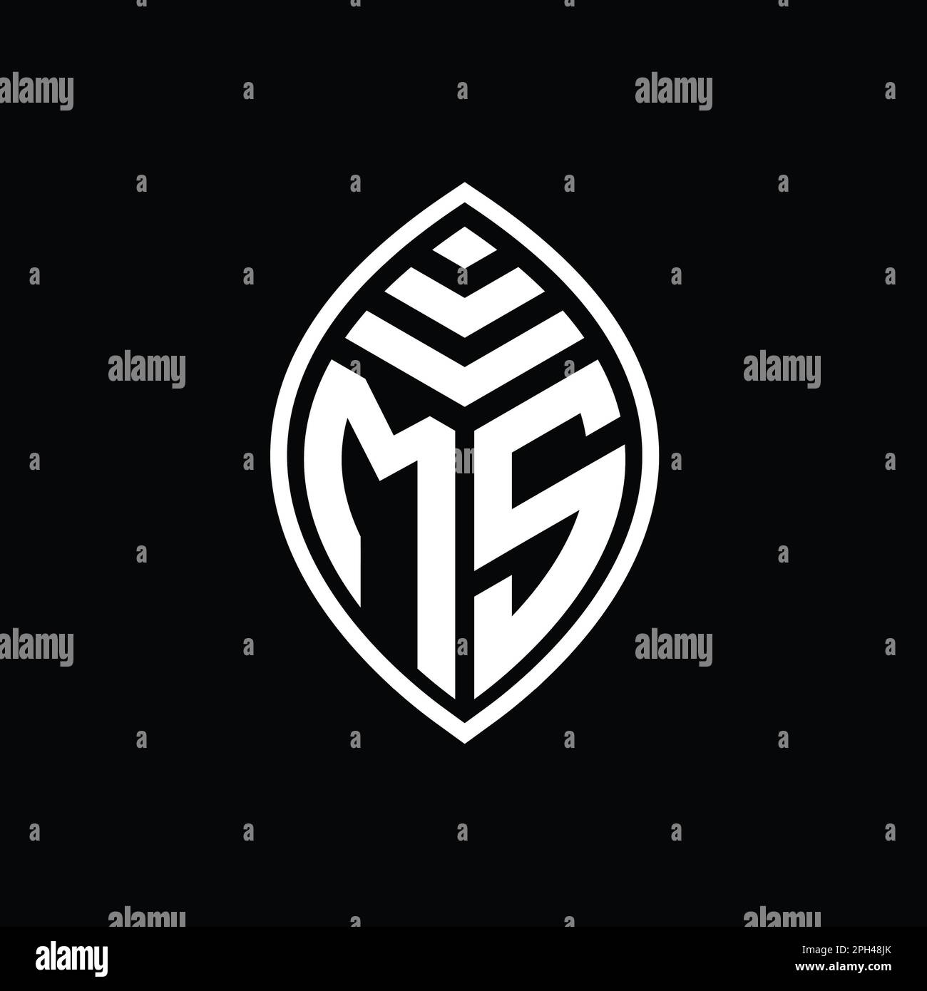 MS Logo monogram elegant leaf shape isolated outline design template ...