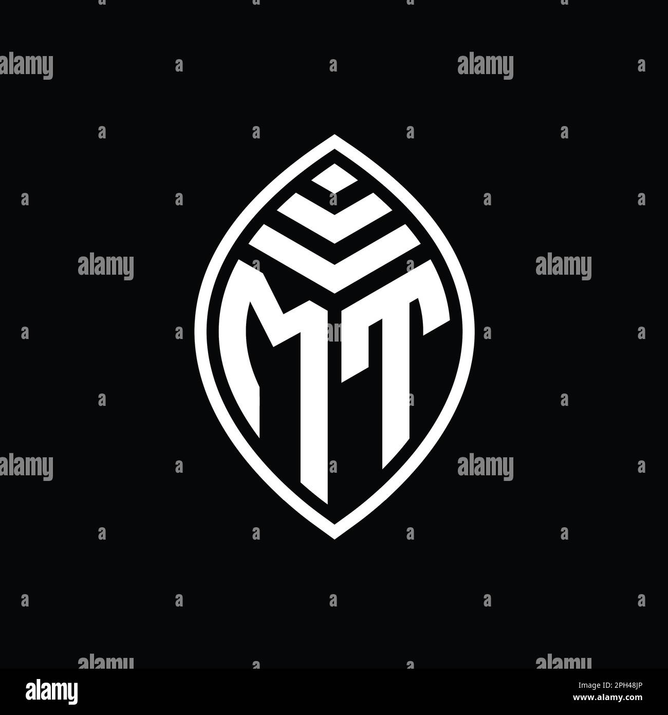MT Logo monogram elegant leaf shape isolated outline design template ...
