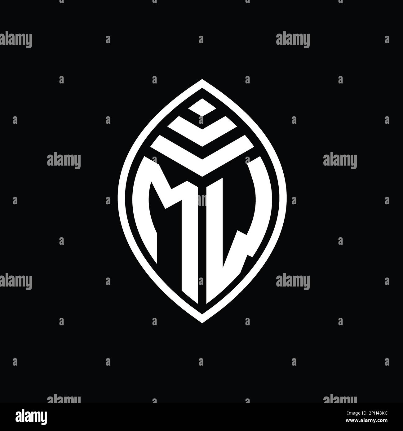MW Logo monogram elegant leaf shape isolated outline design template ...
