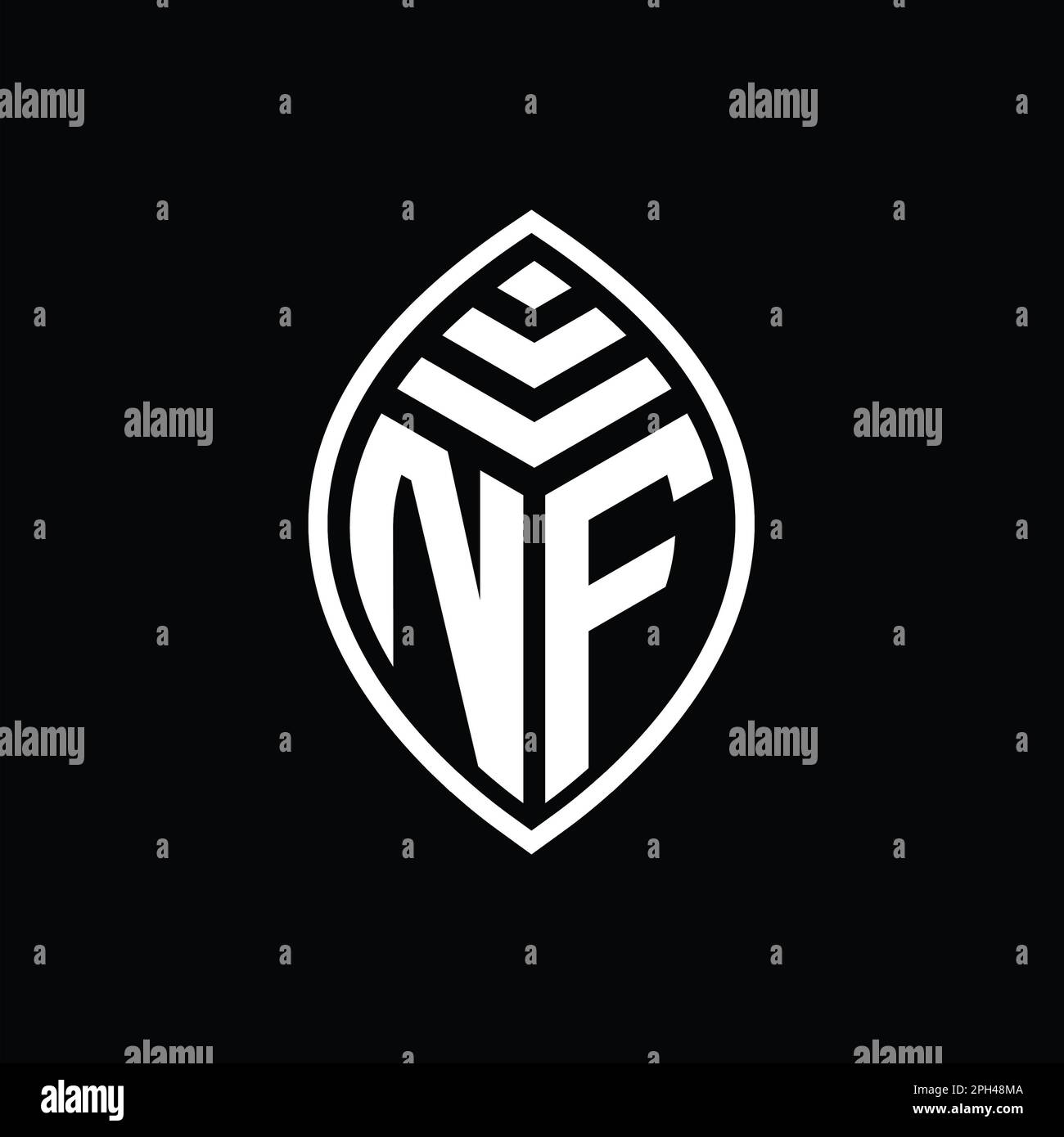 NF Logo monogram elegant leaf shape isolated outline design template ...