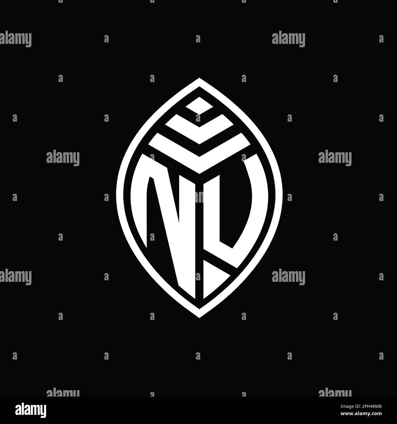 NV Logo monogram elegant leaf shape isolated outline design template ...