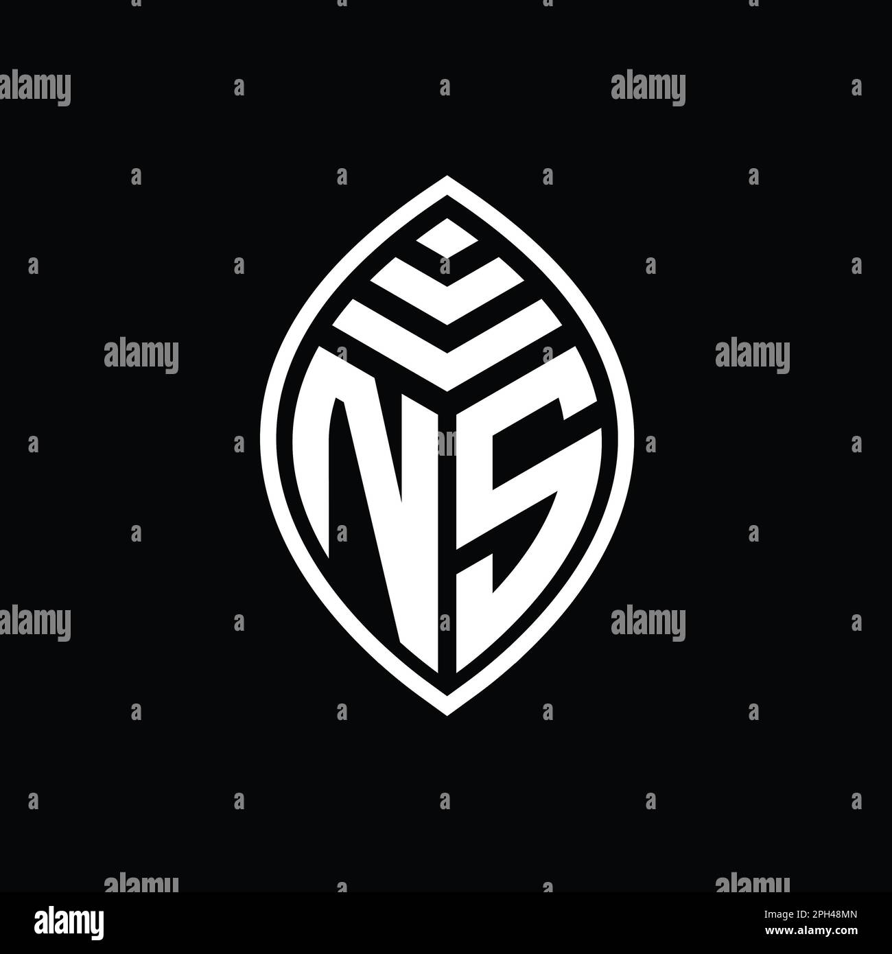 NS Logo monogram elegant leaf shape isolated outline design template ...