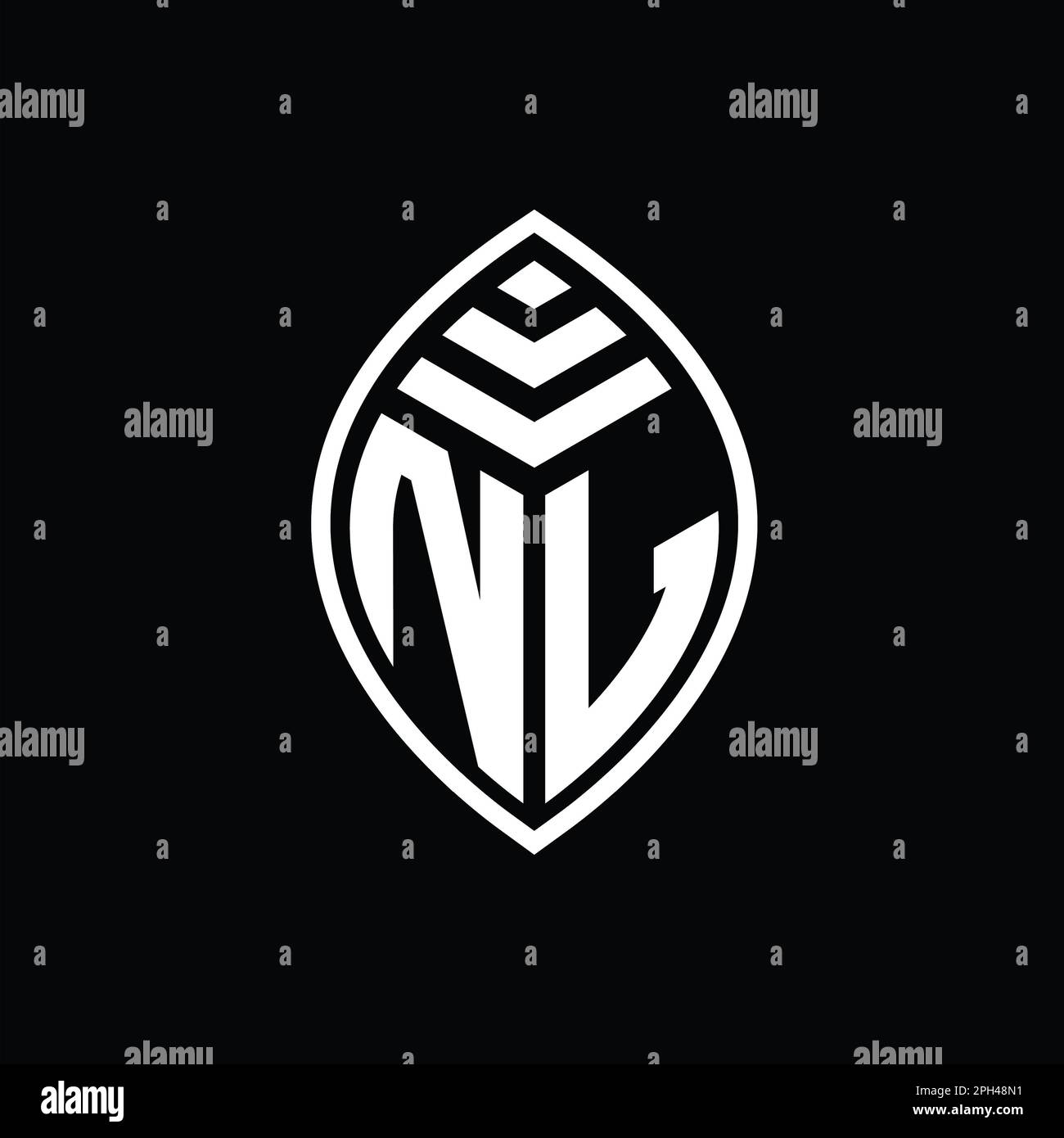 NL Logo monogram elegant leaf shape isolated outline design template ...