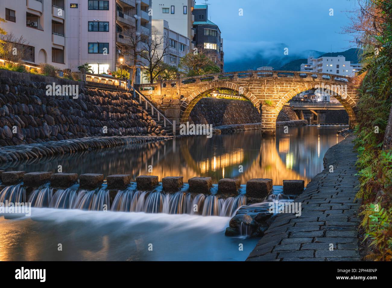 Meganebashi or Spectacles Bridge, megane bridge, in nagasaki, kyushu ...
