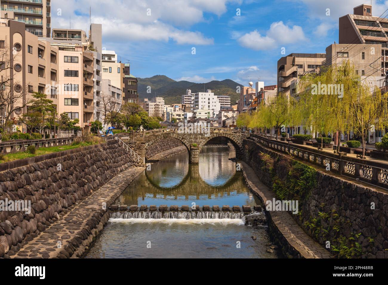 Meganebashi or Spectacles Bridge, megane bridge, in nagasaki, kyushu ...