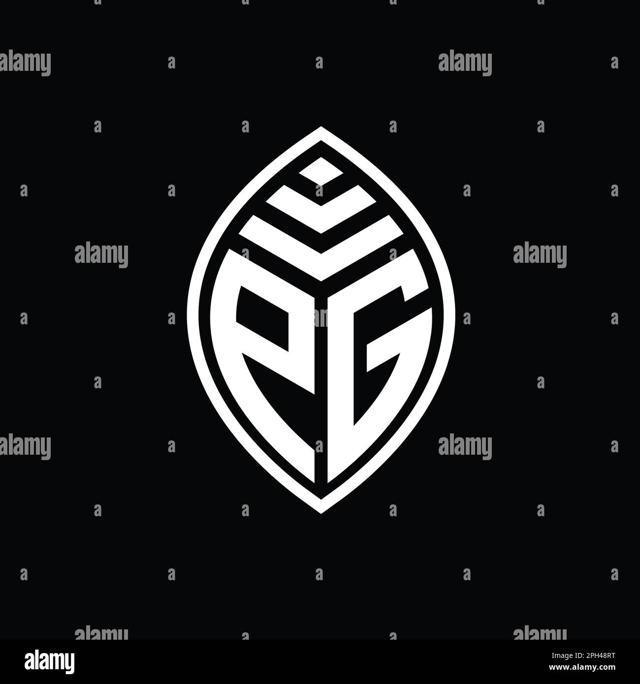 PG Logo monogram elegant leaf shape isolated outline design template ...