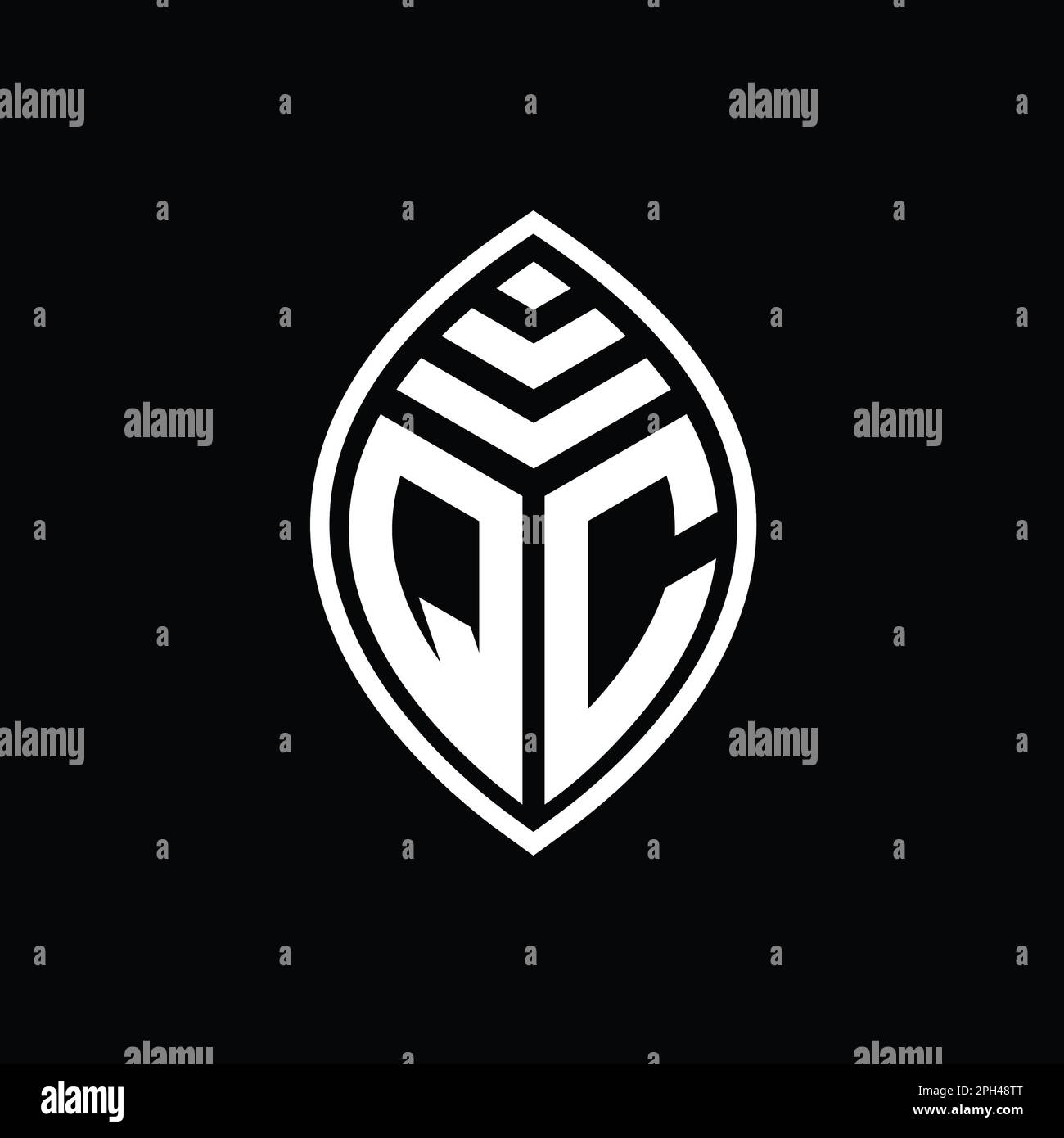 QC Logo monogram elegant leaf shape isolated outline design template ...