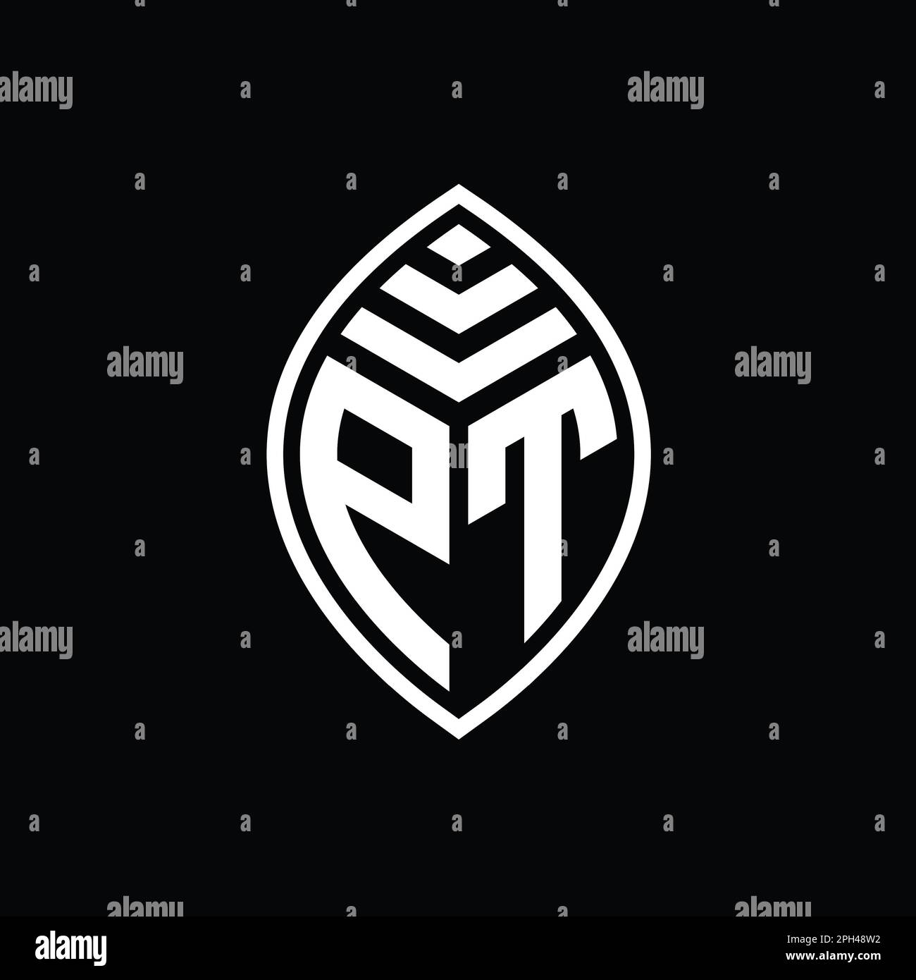PT Logo monogram elegant leaf shape isolated outline design template ...