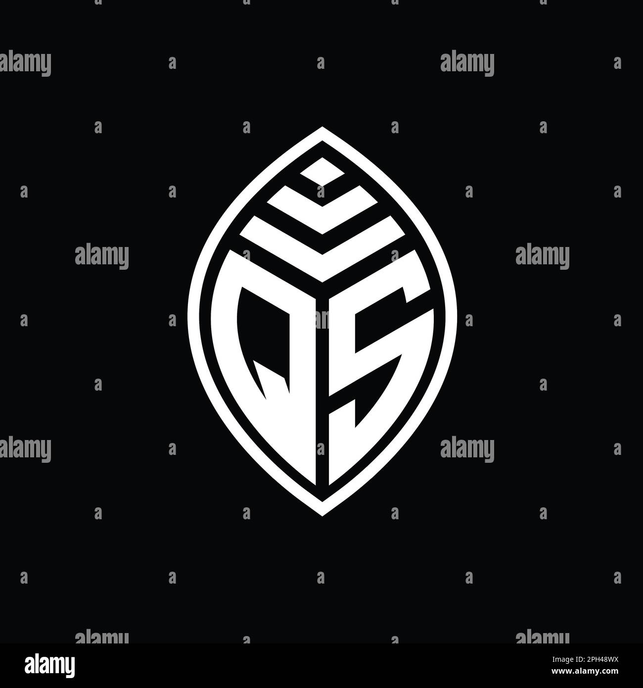 QS Logo monogram elegant leaf shape isolated outline design template ...