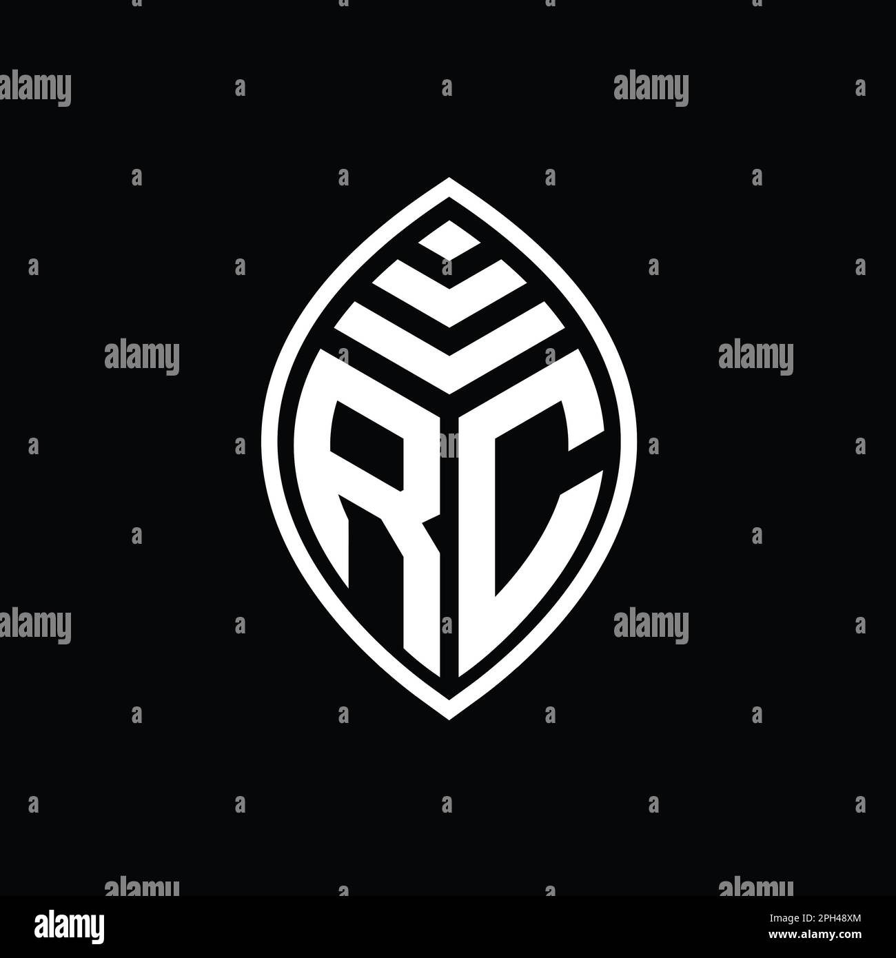 RC Logo monogram elegant leaf shape isolated outline design template ...