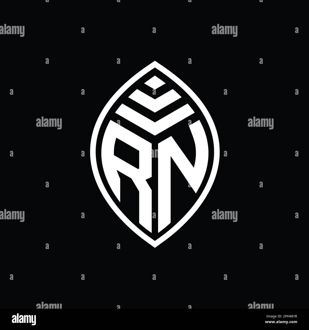 RN Logo monogram elegant leaf shape isolated outline design template ...