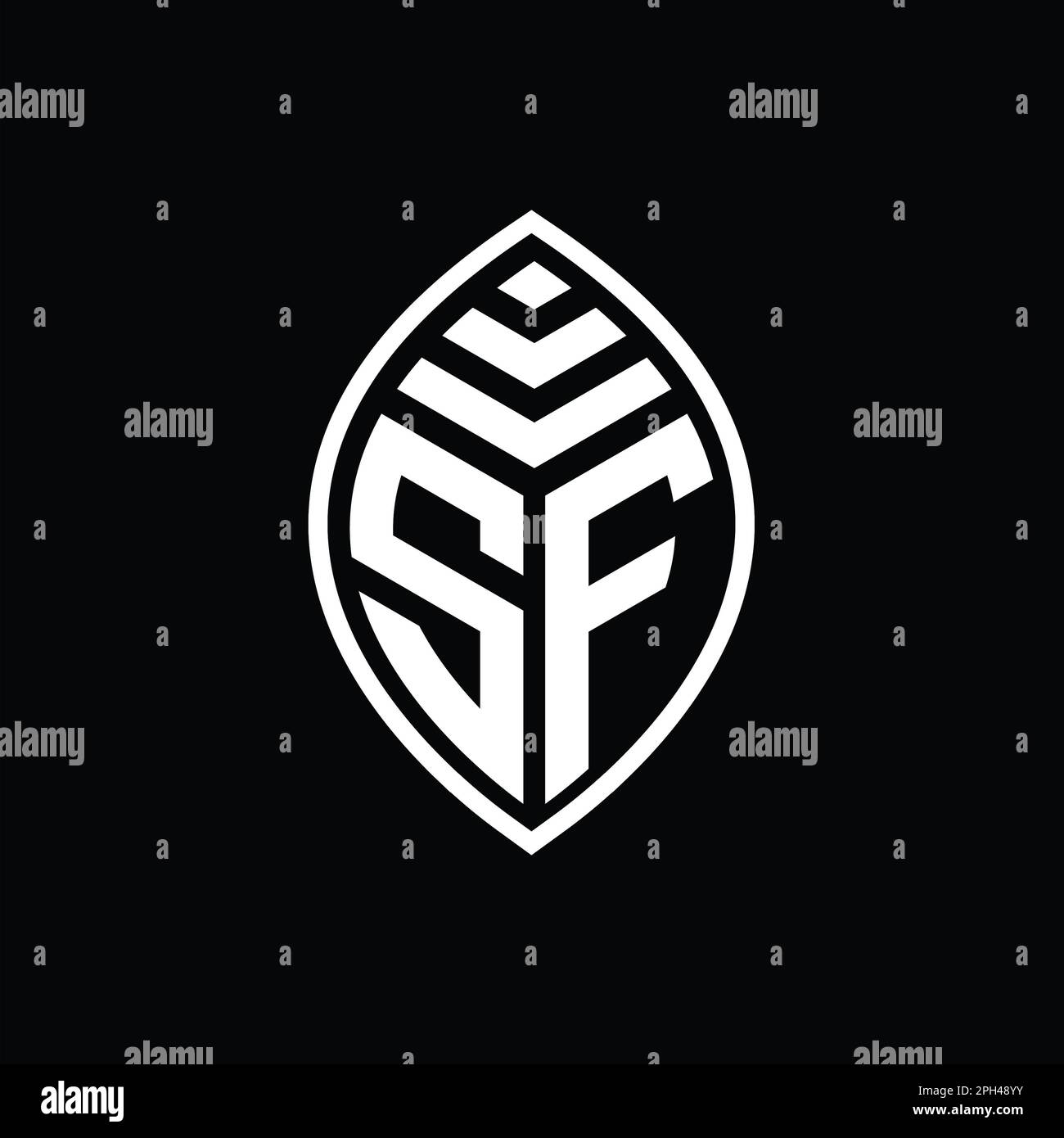 SF Logo monogram elegant leaf shape isolated outline design template ...