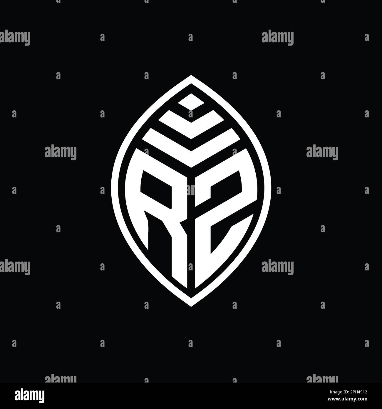 RZ Logo monogram elegant leaf shape isolated outline design template ...