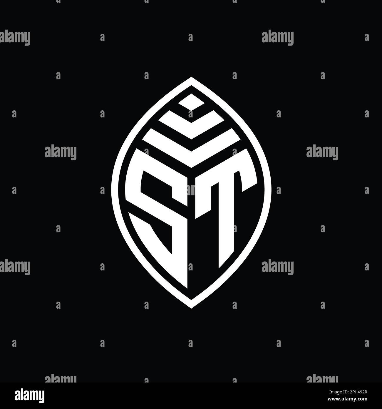 ST Logo monogram elegant leaf shape isolated outline design template ...
