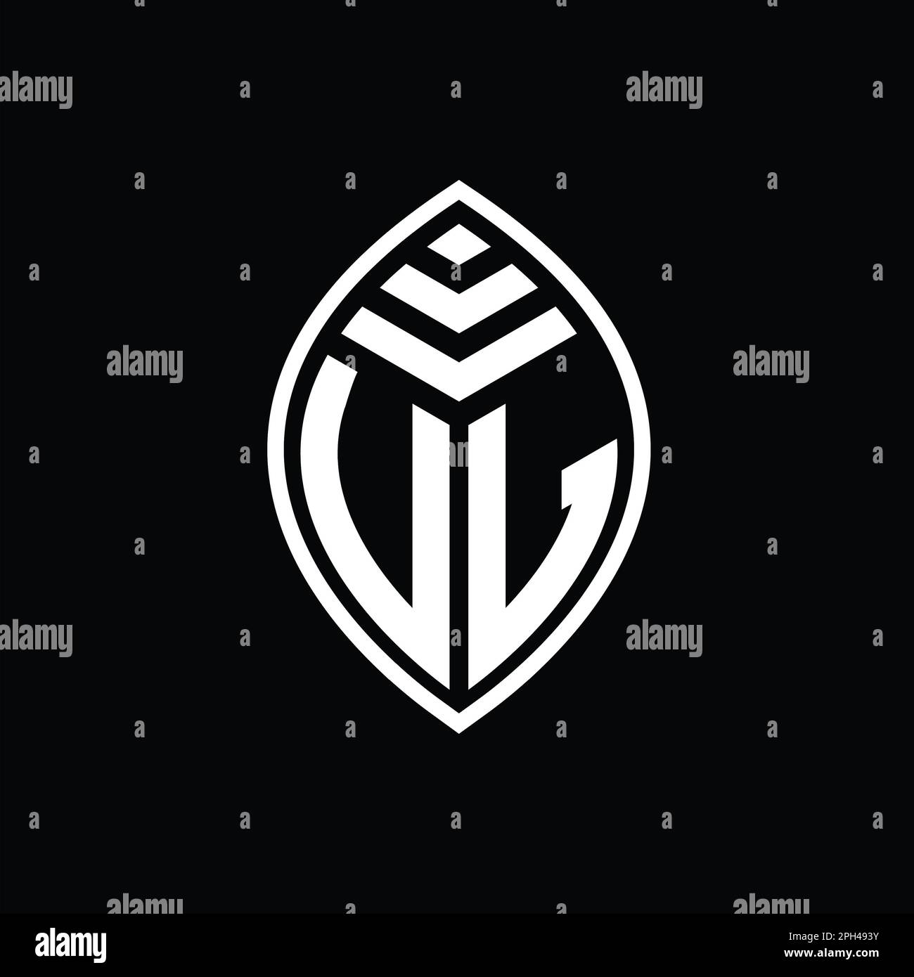 UL Logo monogram elegant leaf shape isolated outline design template ...