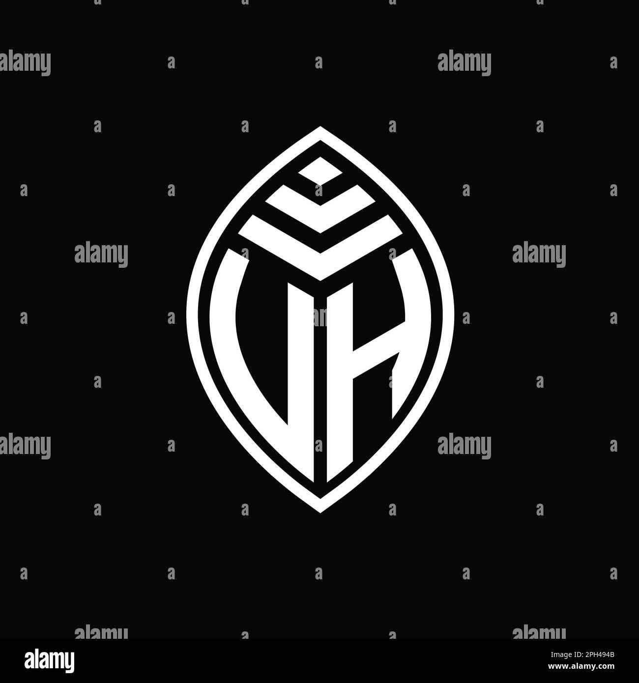 UH Logo monogram elegant leaf shape isolated outline design template ...