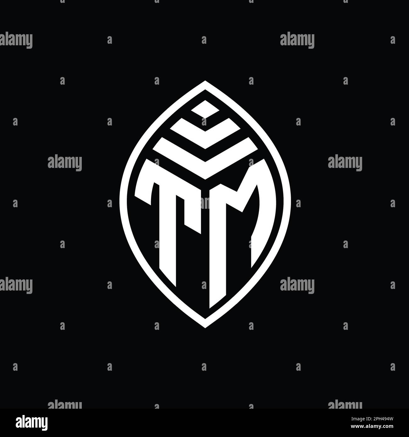 TM Logo monogram elegant leaf shape isolated outline design template ...
