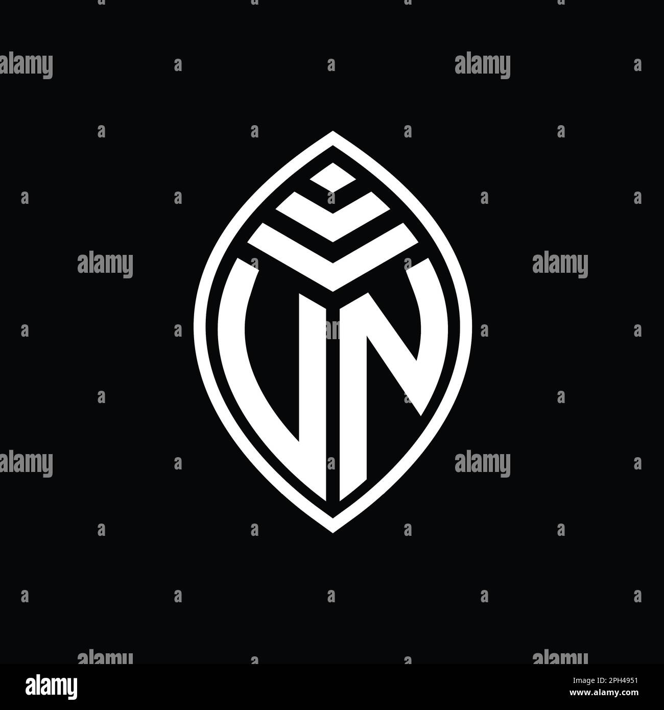 UN Logo monogram elegant leaf shape isolated outline design template ...