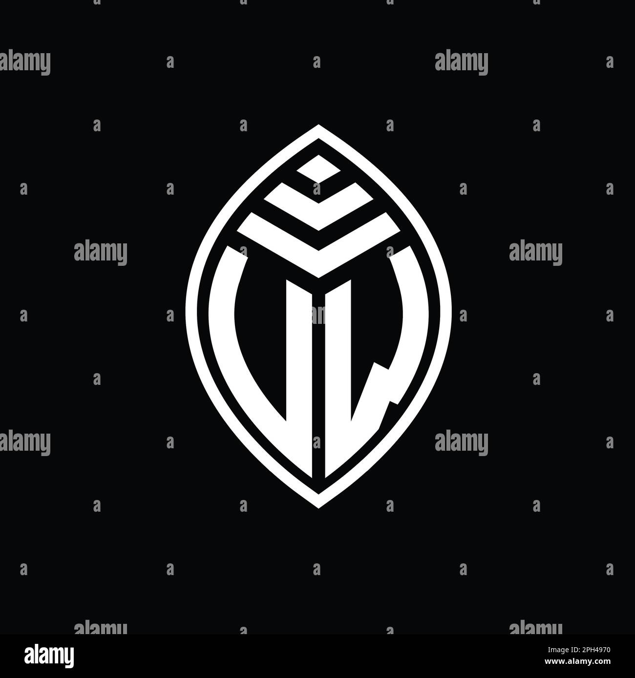 UW Logo monogram elegant leaf shape isolated outline design template ...