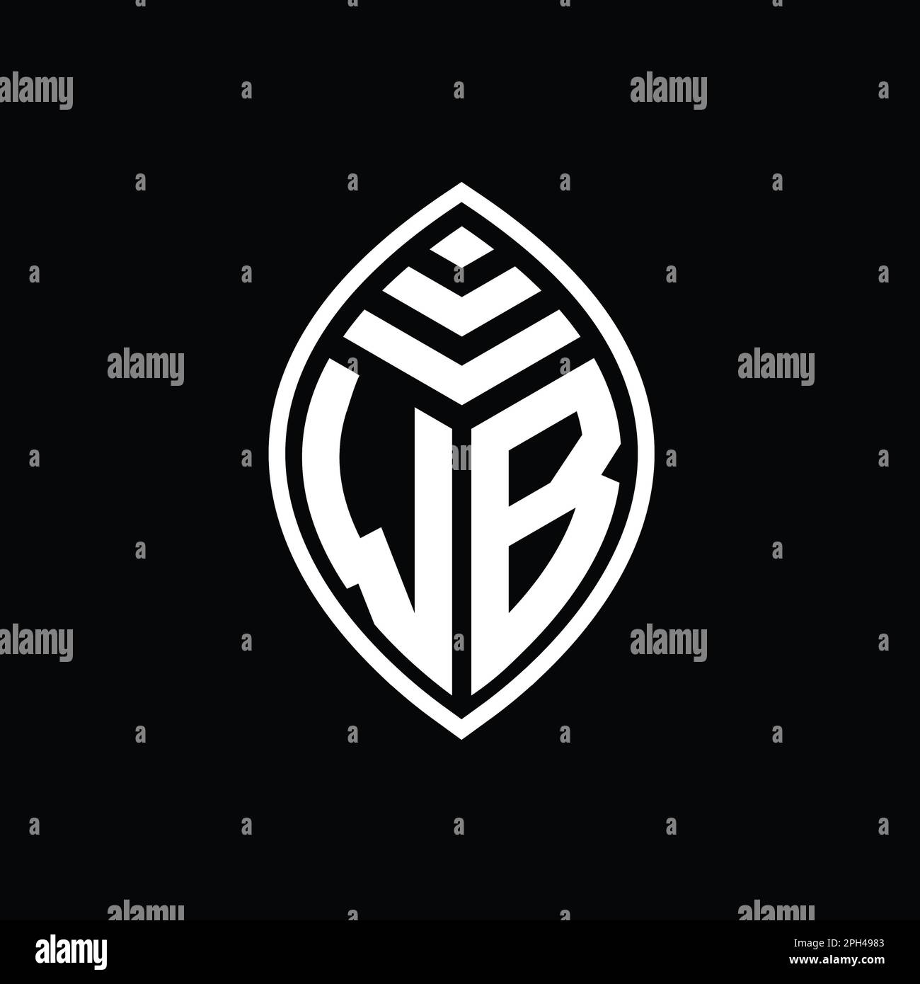 WB Logo monogram elegant leaf shape isolated outline design template ...