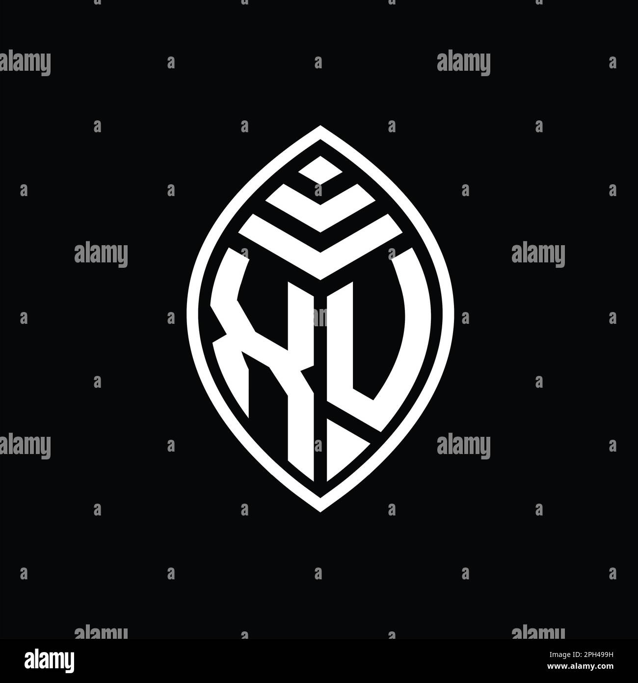 XV Logo monogram elegant leaf shape isolated outline design template ...