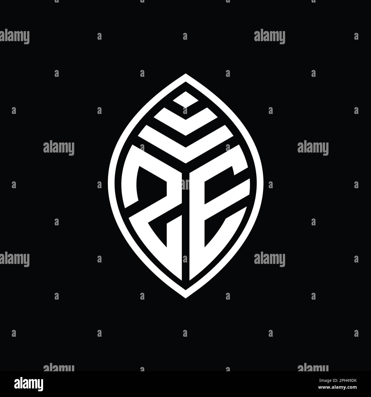 ZE Logo monogram elegant leaf shape isolated outline design template ...