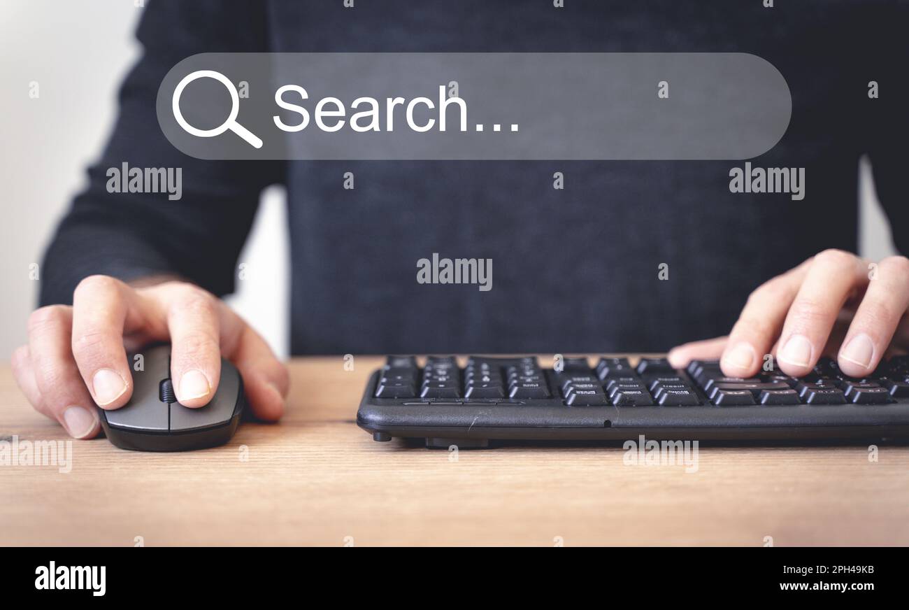 Internet search concept. User uses a computer with the Internet. High ...