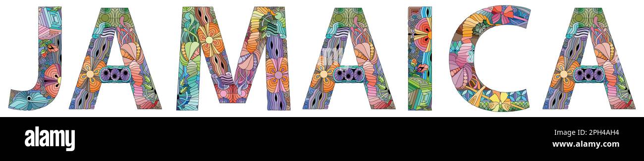 Vector word JAMAICA. Hand-painted art design. Illustration for t -shirt ...