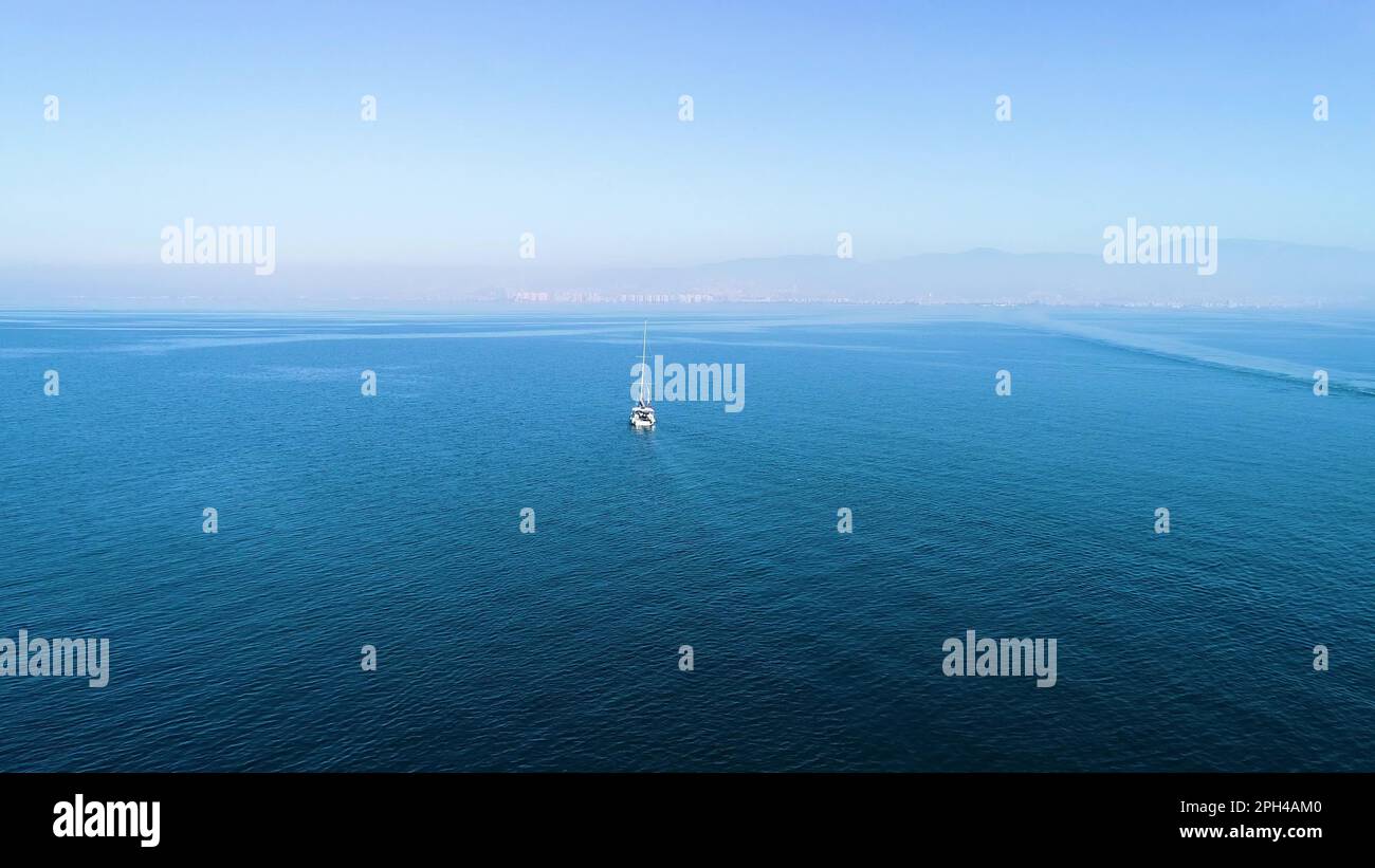 Aerial tracking of the sailing boat sailing to the Aegean Sea with ...