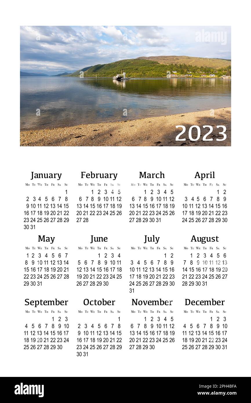 Calendar for 2023 on a white background for printing. Scotland, Great ...