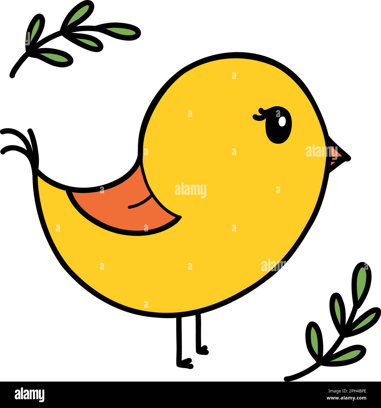 Cute bird vector illustration isolated on a white background. Hand ...
