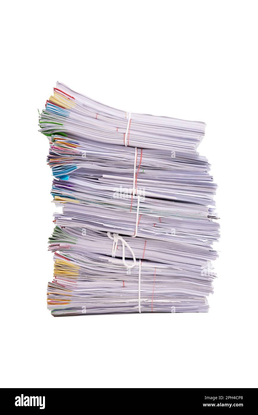 Stack of business documents papers isolated on white background Stock ...
