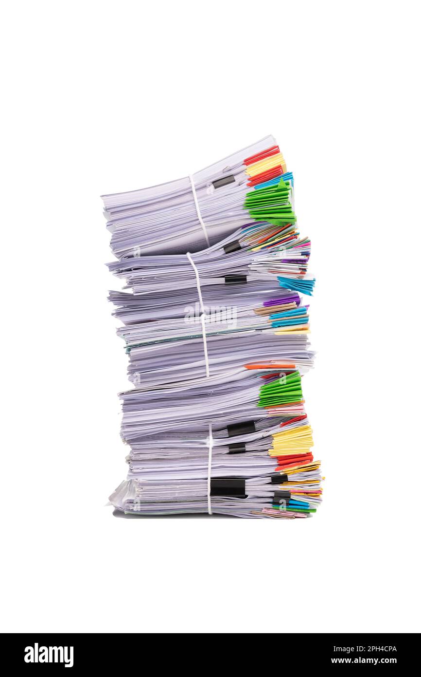 Stack of business documents papers isolated on white background Stock ...