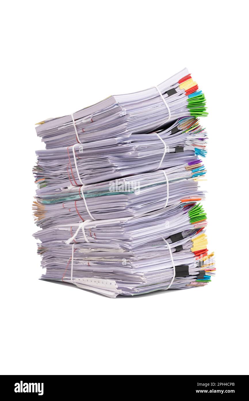 Stack of business documents papers isolated on white background Stock ...
