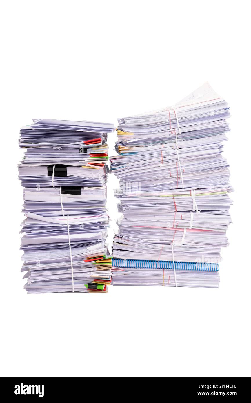 Stack of business documents papers isolated on white background Stock ...