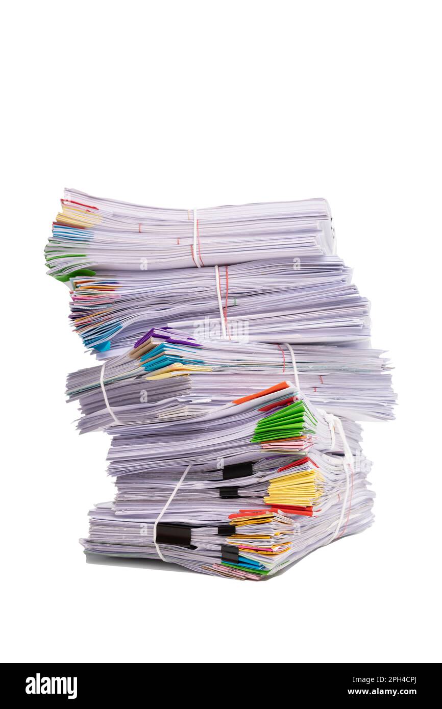 Stack of business documents papers isolated on white background Stock ...