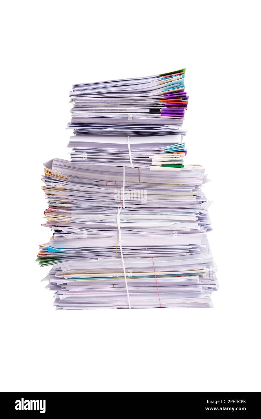 Stack of business documents papers isolated on white background Stock ...