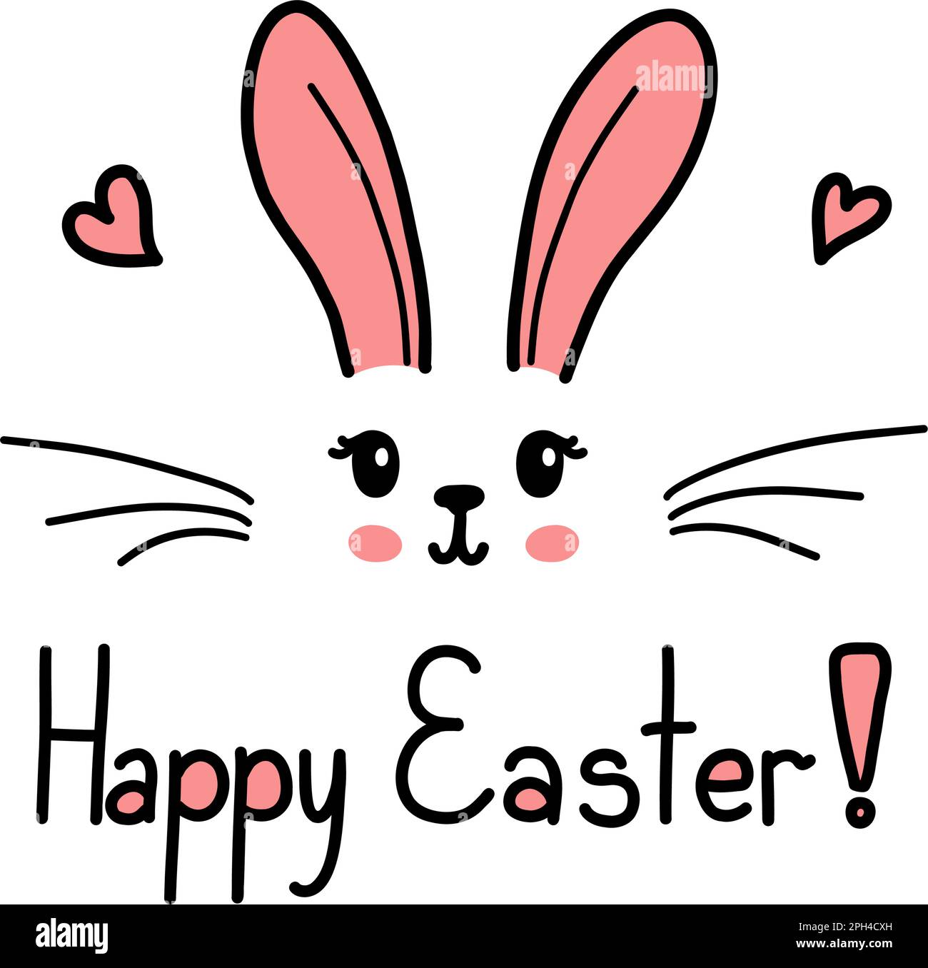 Cute Easter bunny vector illustration, hand drawn kids rabbit. Greeting ...