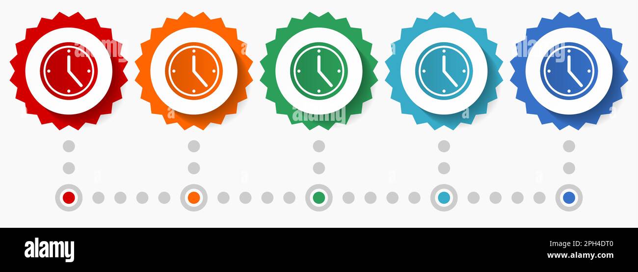 Time, watch, clock vector icon set, colorful infographic template, set ...