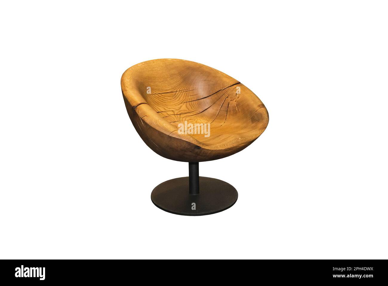 Luxurious armchair made of solid oak log. Interior element Stock Photo ...