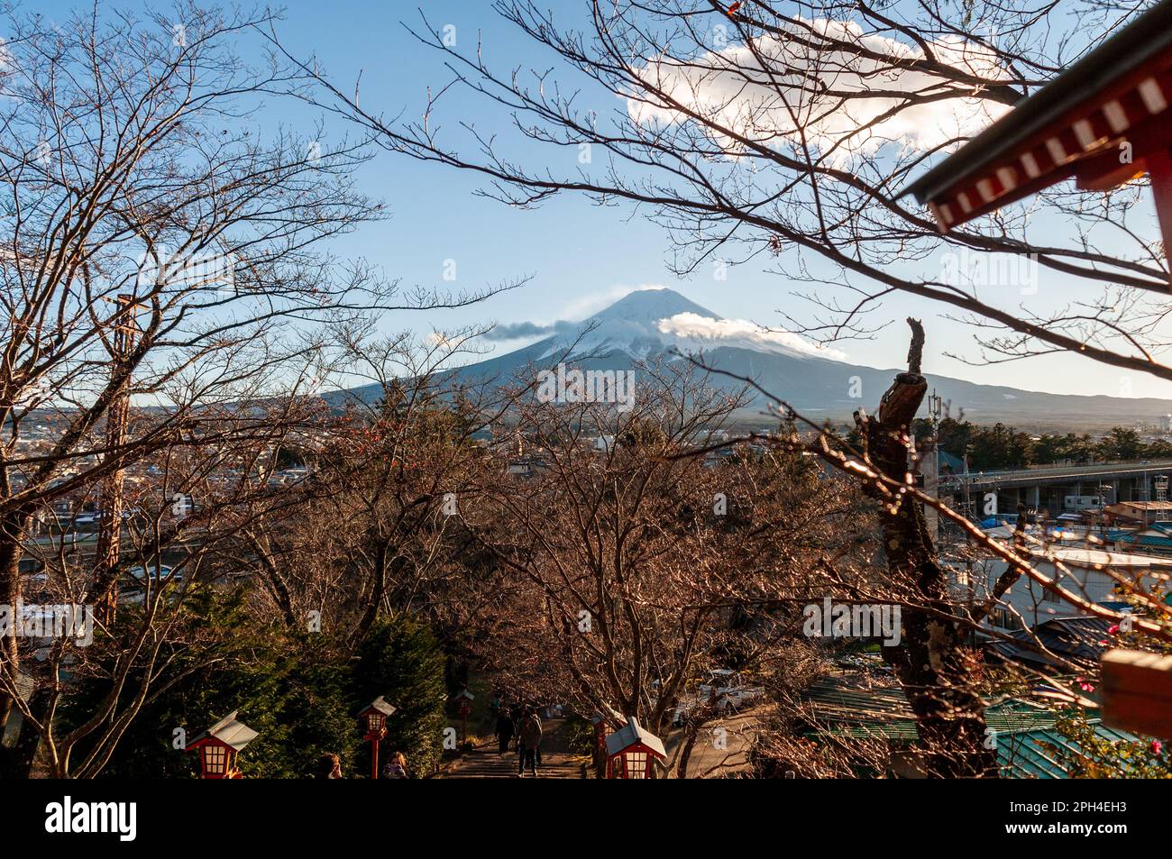 Shimoyoshida, Japan - December 27, 2019. Japanese travellers paying a ...